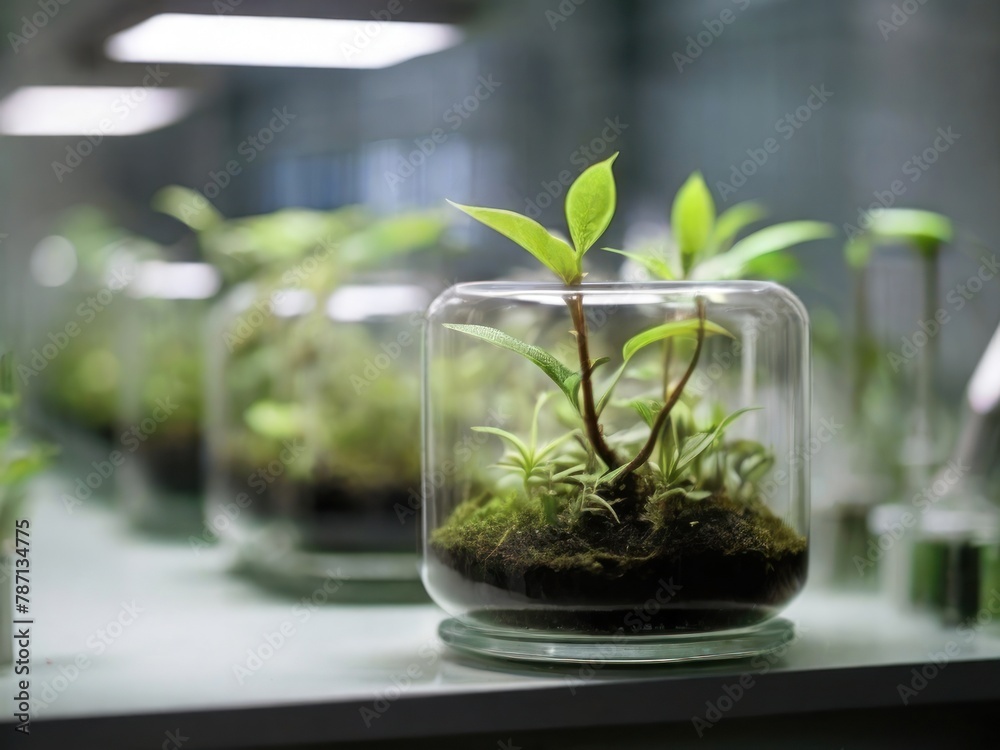 Many green plants in test tubes, plant tissue culture, Green fresh ...