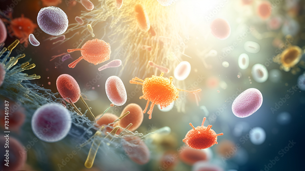 bacteria and cells,virus in blood,bacteria and microscope,blood, cell ...