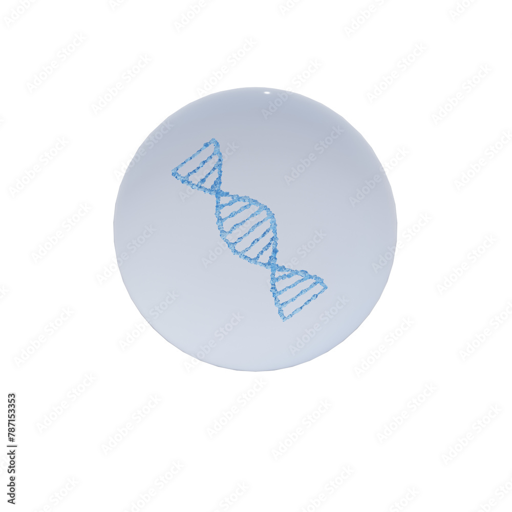 Bubble with DNA structure on transparent background. 3d render ...