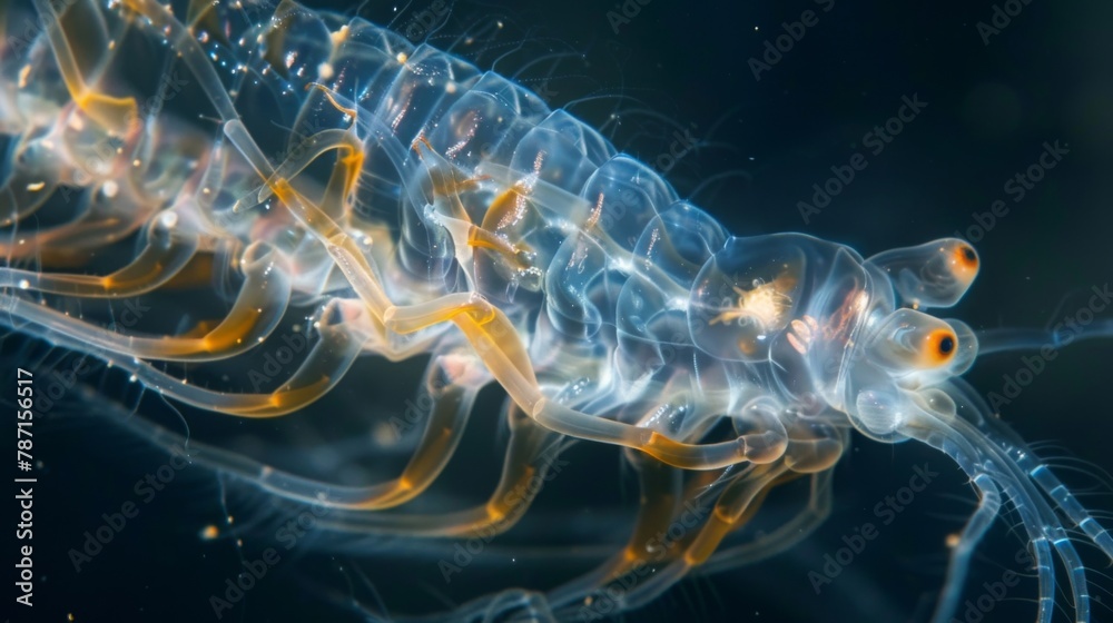 A closeup of a planktonic larvae its transparent body revealing its ...