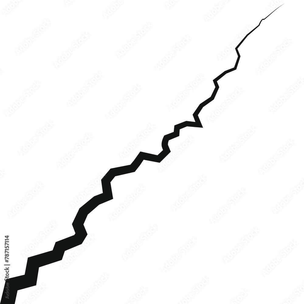 Wall cracks with broken texture. Ground earthquake effect. Hole lines ...