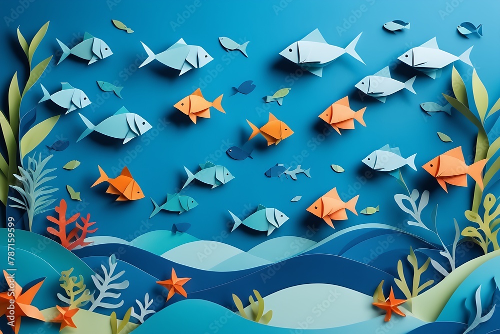 Paper art and cut style concept of World Oceans Day. Celebration ...