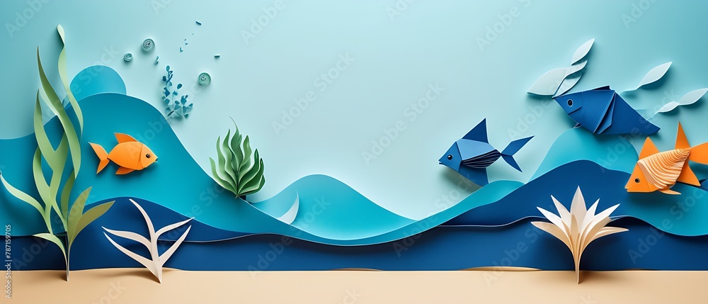 Paper art and cut style concept of World Oceans Day. Celebration ...