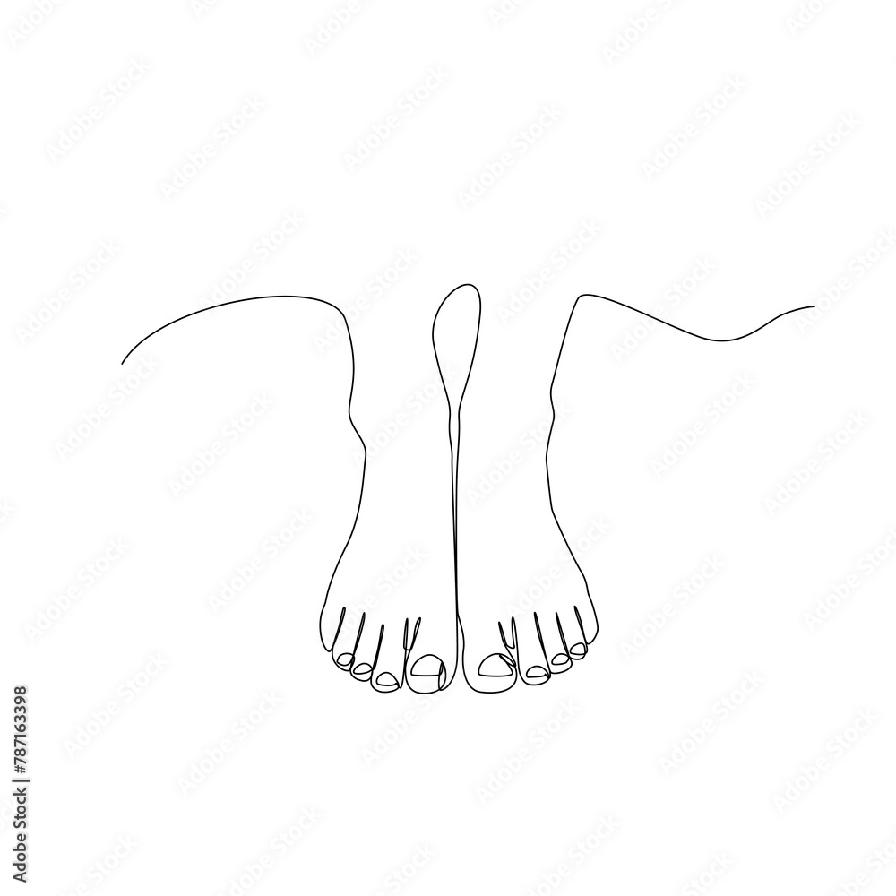Bare Foot Continuous Thin Line, Minimalist Feet Drawing, One Line Art ...