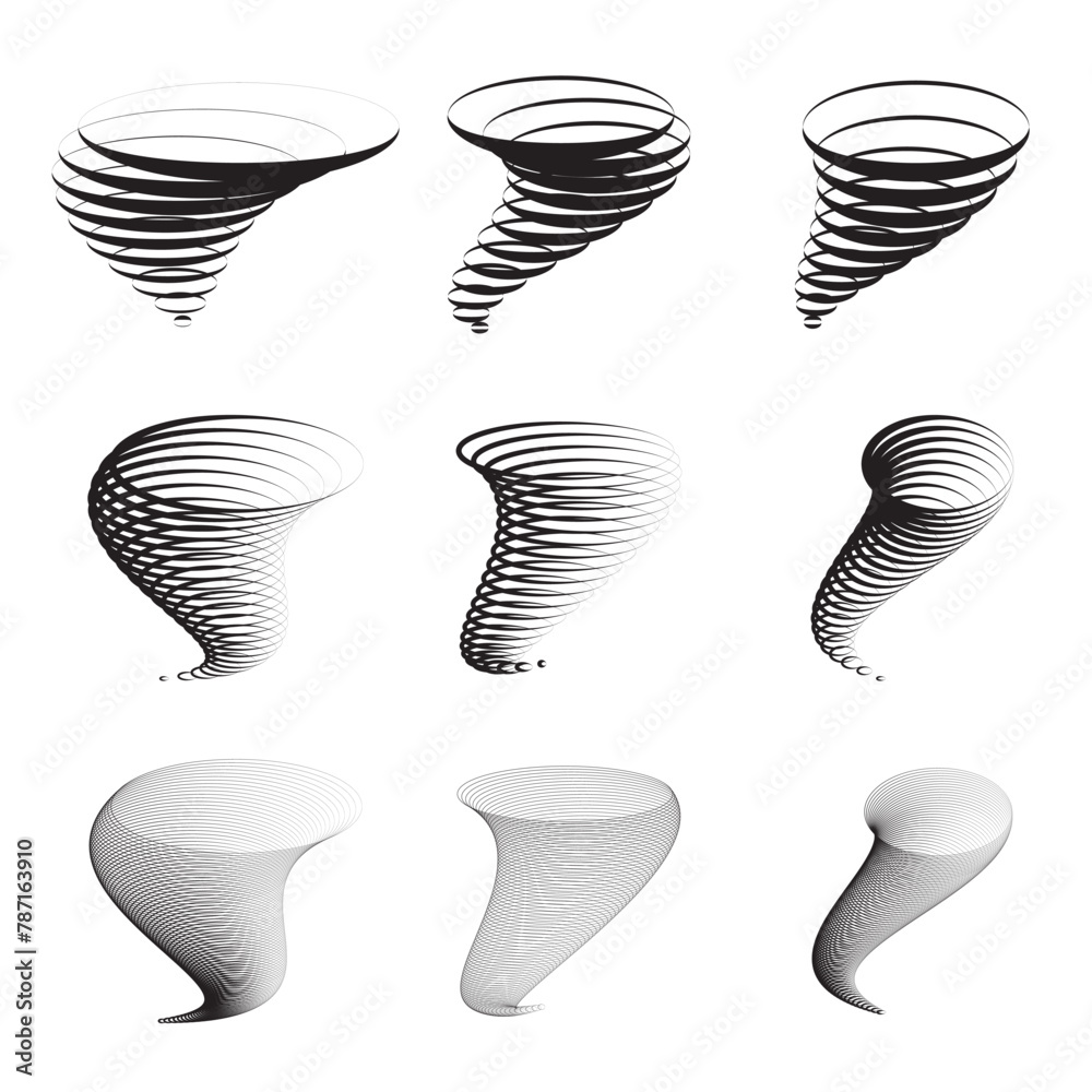 Tornado Icon, Whirlwind Symbol, Storm Swirl Sign, Tornado Silhouette ...