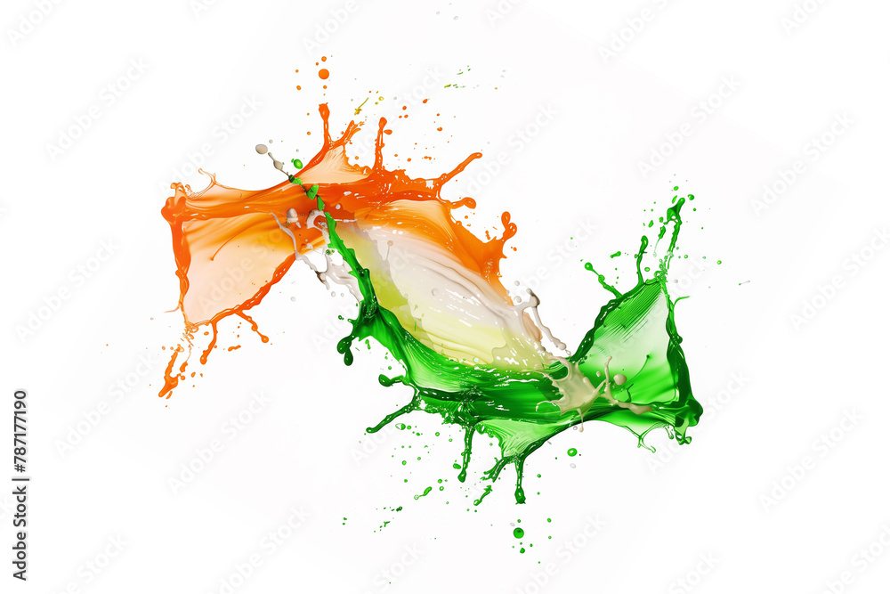 Water splash as indian tri colour in action against white background 15 ...