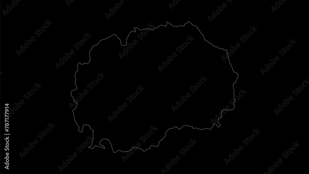 Macedonia map vector illustration. Drawing with a white line on a black ...