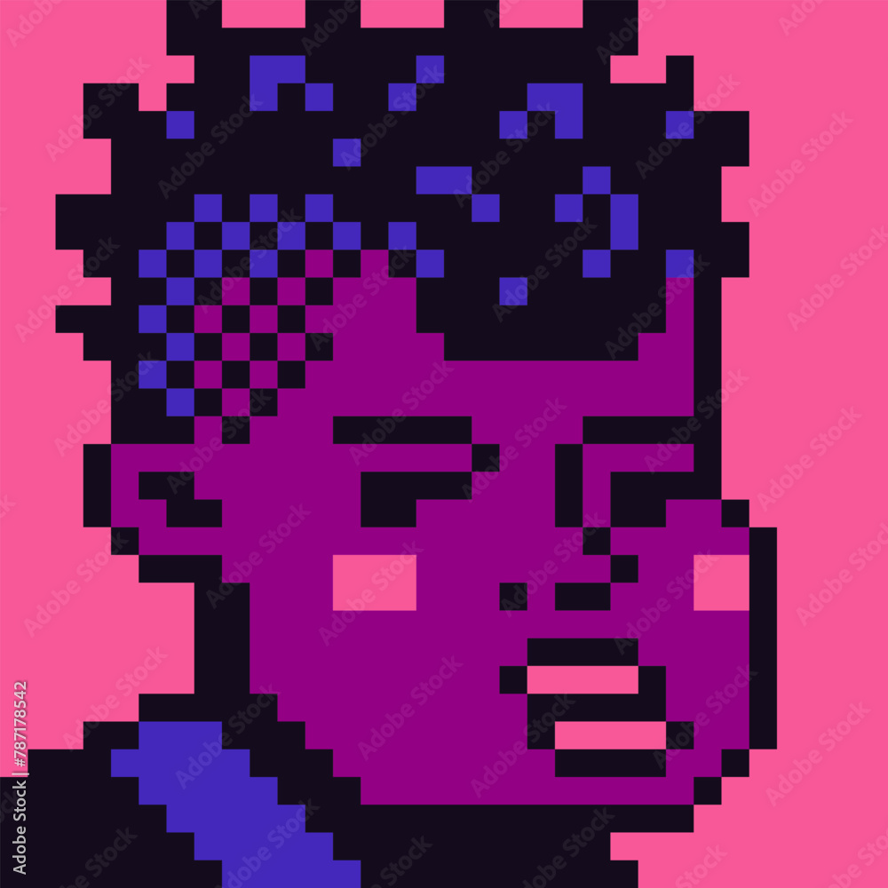 Avatar pixel art child character, 8-bit girl, cartoon vector icon, game ...