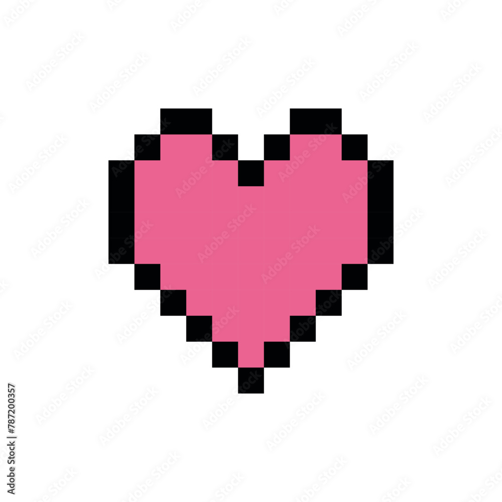 Pink heart pixel art. Isolated vector illustration for your design ...