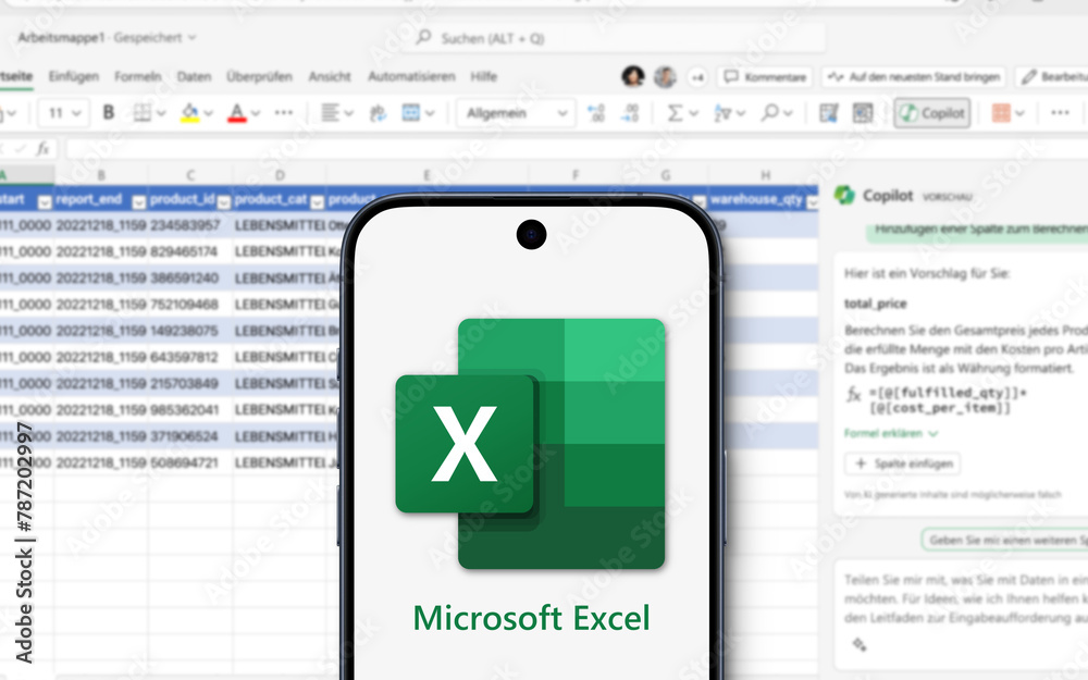 Microsoft Excel-Logo wird auf einem modernen Smartphone angezeigt ...