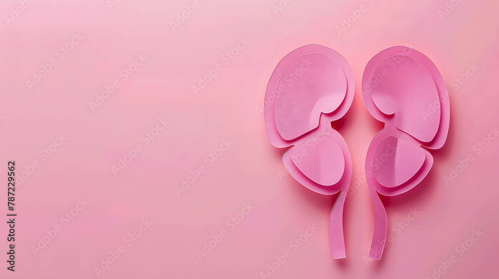 World kidney day Kidney shaped paper on pink background National Organ ...