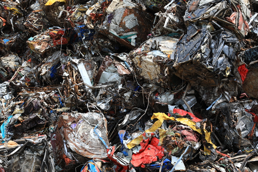 Heavy Melting Steel (HMS) bundle scrap consists of discarded steel and ...