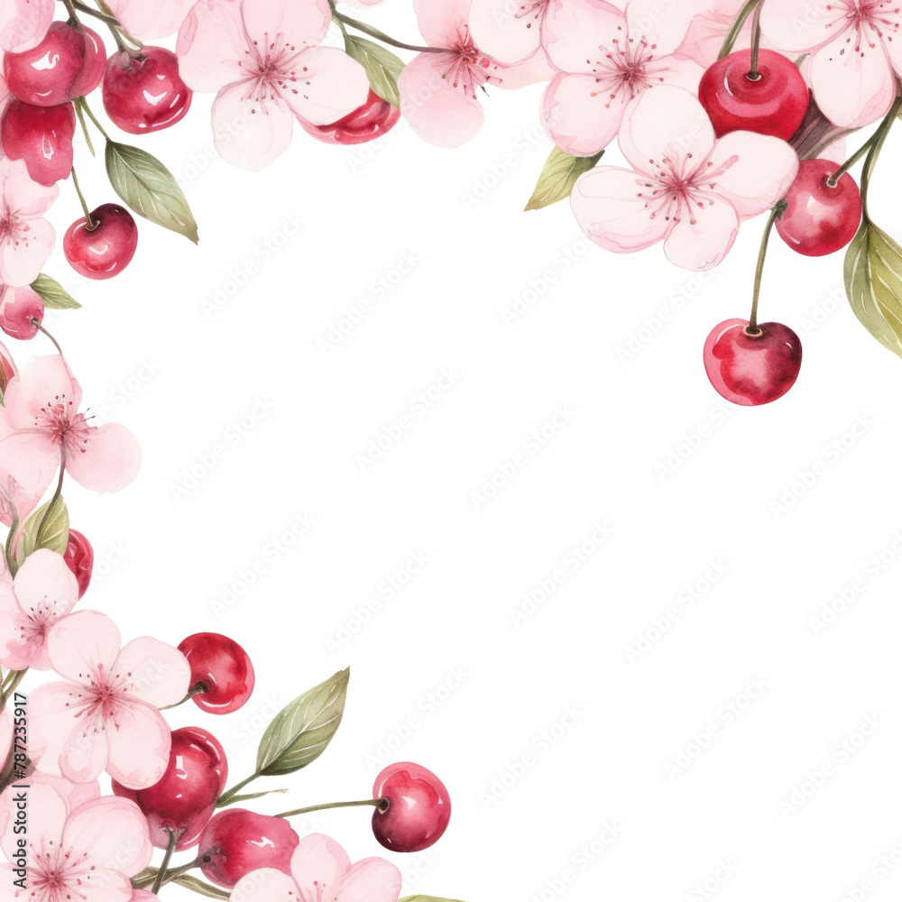 PNG Cherry border watercolor backgrounds blossom flower. Stock ...