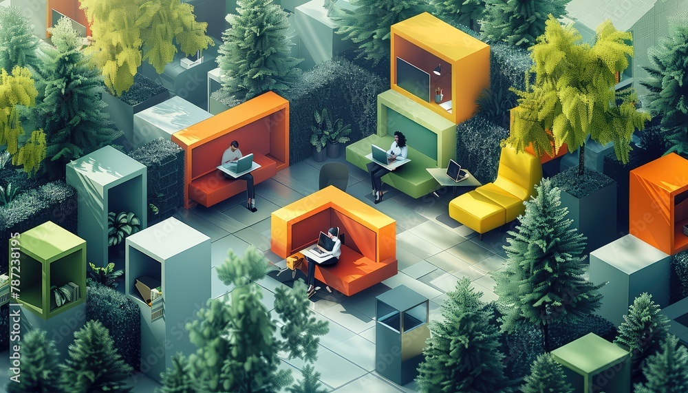 Foto de Remote Work Revolution, Visualize remote work setups, virtual ...