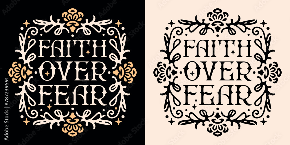 Faith over fear lettering badge. Bible verse psalm quotes for faithful ...