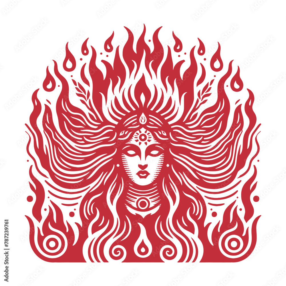 Mythical goddess of fire. Beautiful engraving illustration, emblem ...