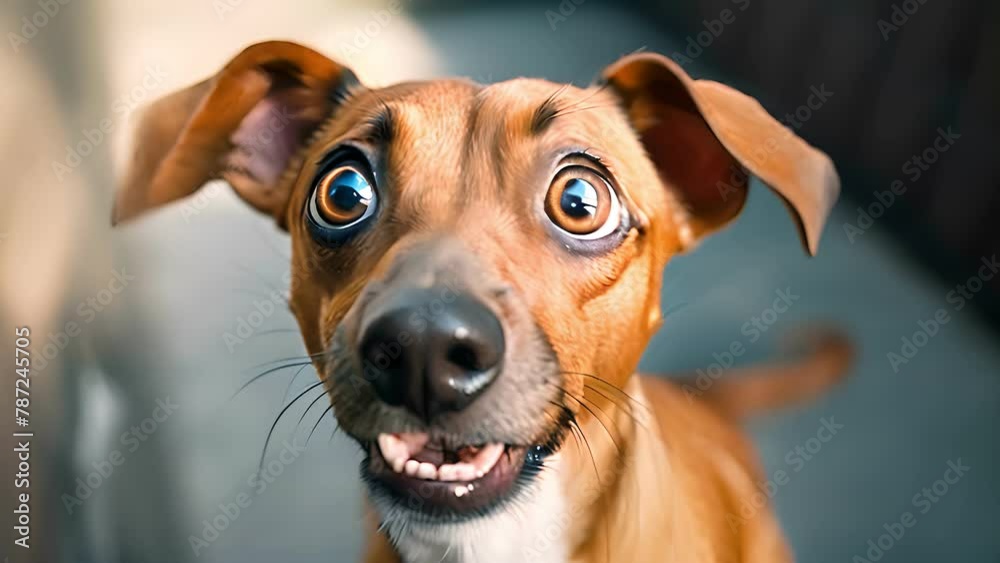 surprised dog make big eyes closeup. surprised dog funny face big eyes ...