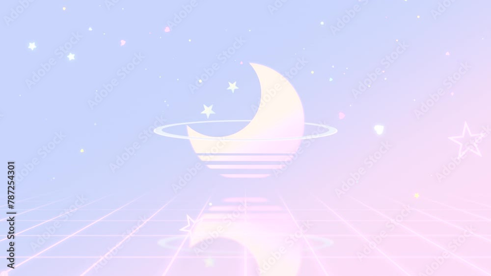 Looped retro synthwave moon and stars on grid floor animation. Stock ...