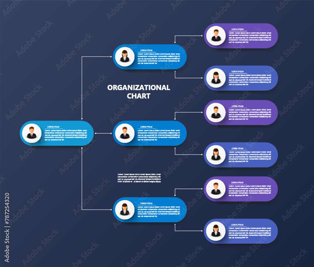 Corporate organizational chart with business avatar icons. Business ...