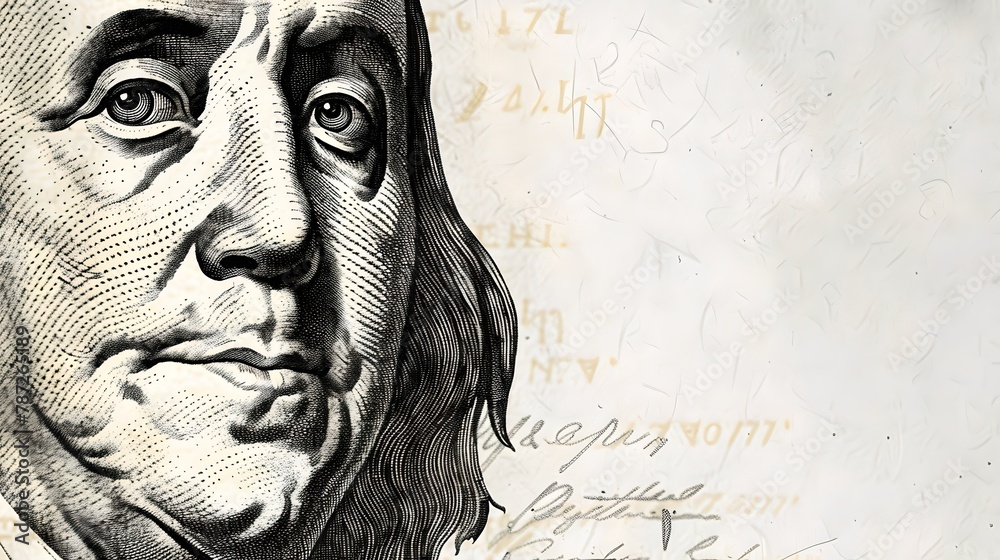 Vintage style illustration of US historical figure. Black and white ...