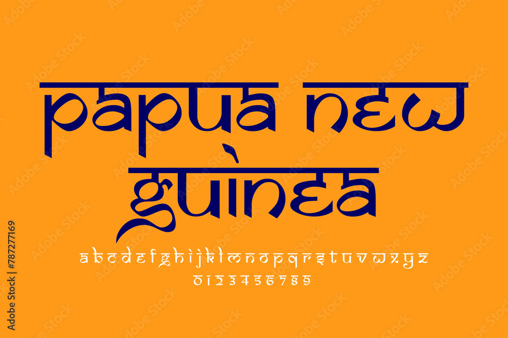 Country Papua New Guinea text design. Indian style Latin font design ...