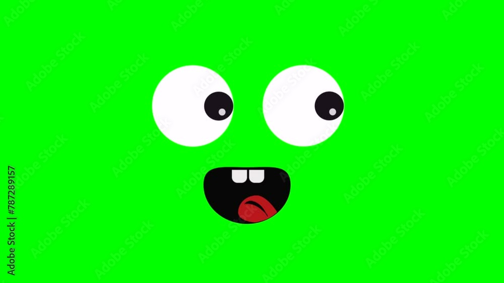 Cartoon scared scary eyes and talking mouth or funny face for side ...