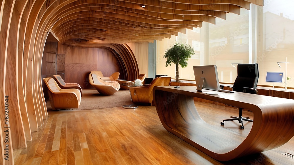 modern natural material and creative design working space working room ...