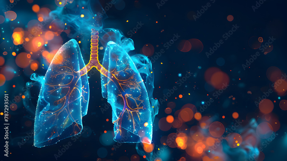 A digital artwork highlighting the intricate anatomy of human lungs ...