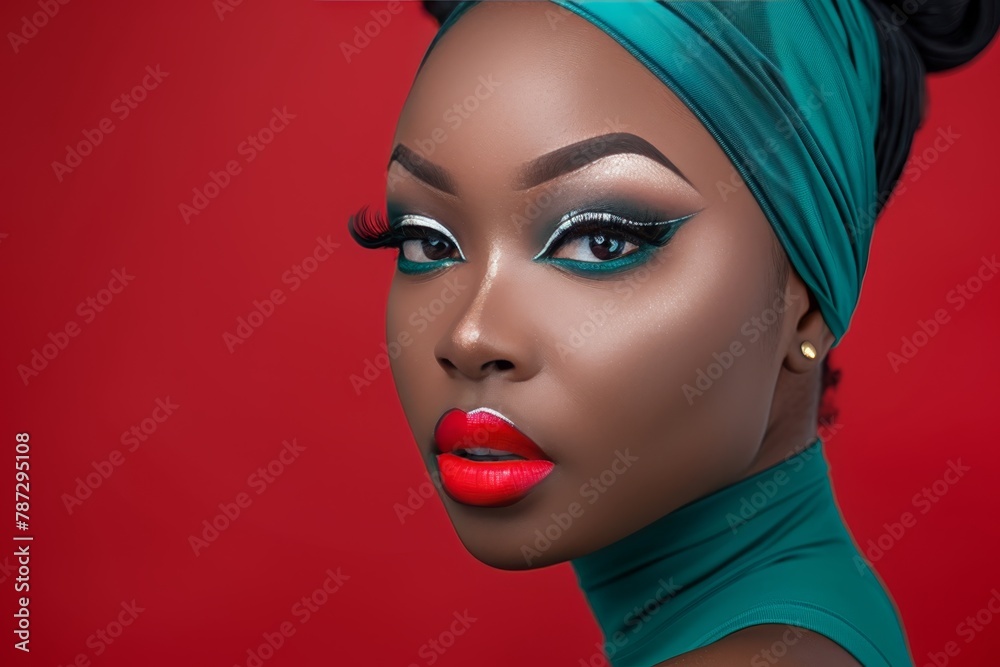 High contrast editorial makeup on black woman for striking branding ...