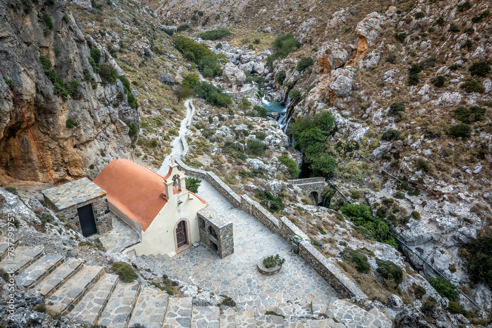 Small churches in the Katholiko gorge in Crete Stock Photo | Adobe Stock