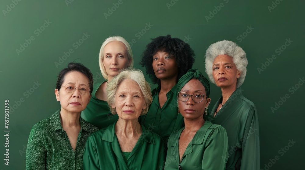 Group portrait of middle-aged women, elderly beautiful ladies of ...