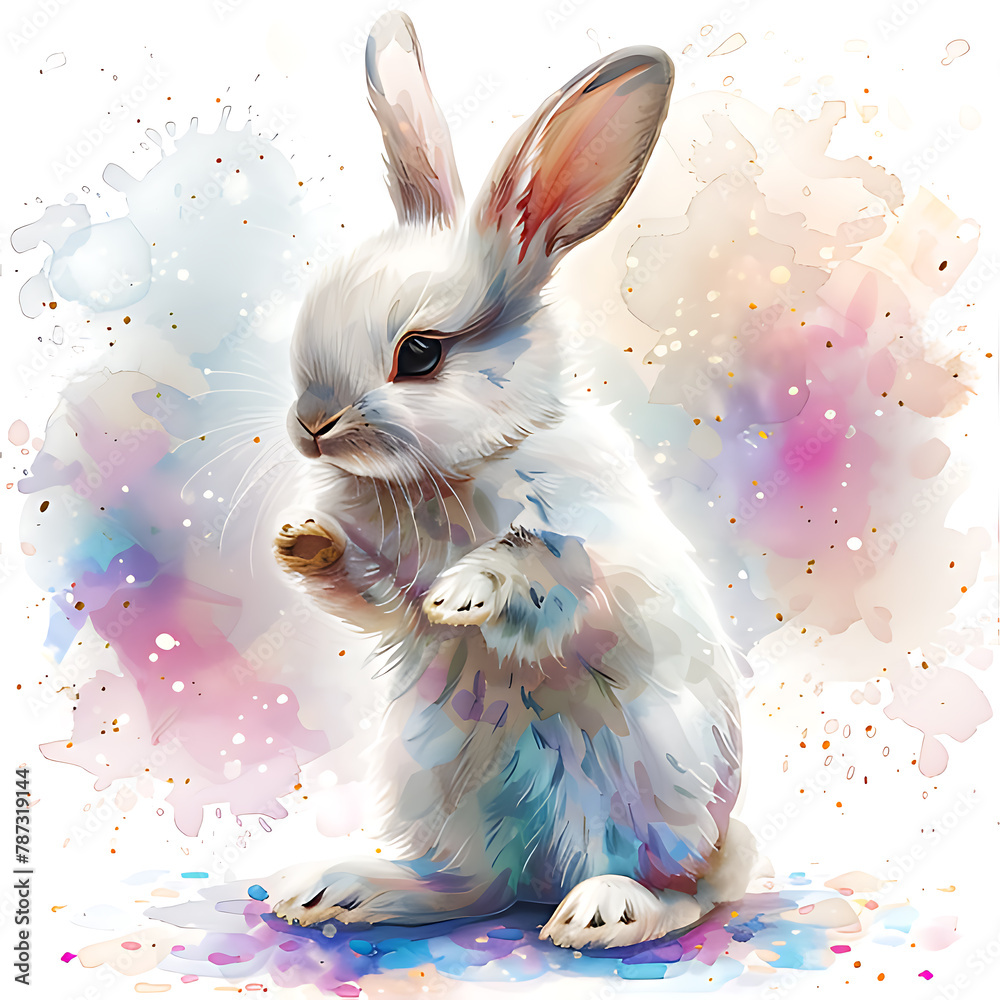Bunny, Disco Bunny Clipart, Rabbit, Printable Watercolor clipart, Paper ...