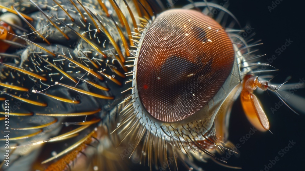 An upclose look at a flys proboscis highlighting the small sensory ...