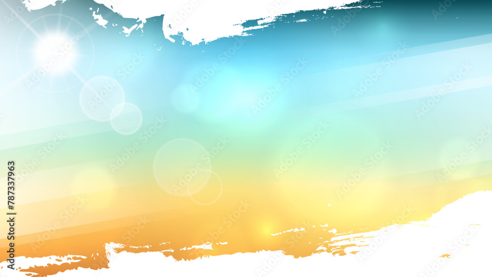 Summertime background with summer sun and white brush strokes for ...