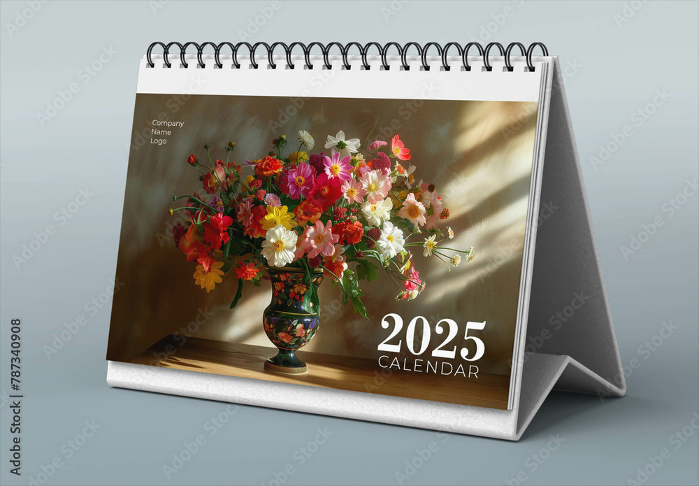 2025 Desk Calendar Landscape Layout with AI Generated Images Stock ...