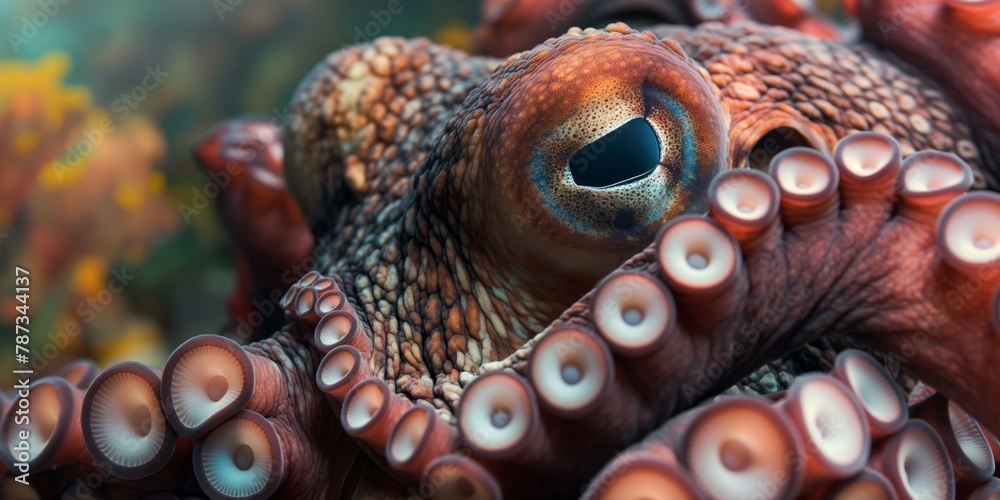 This stunning image captures the detailed texture of an octopus up ...