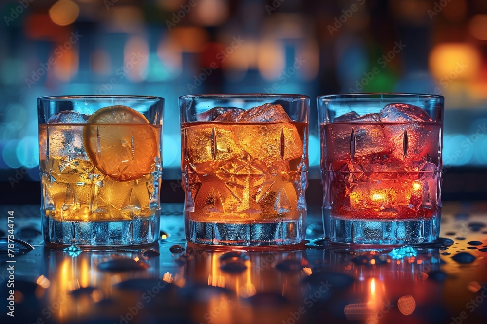 Colorful Shot Genre Drinks Emotion Inviting Scene A lineup of colorful ...