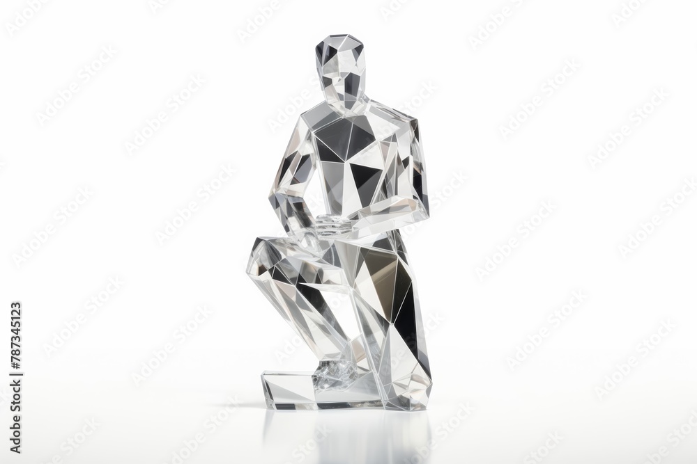 An isolated diamond statue which is designed like a muscular man ...