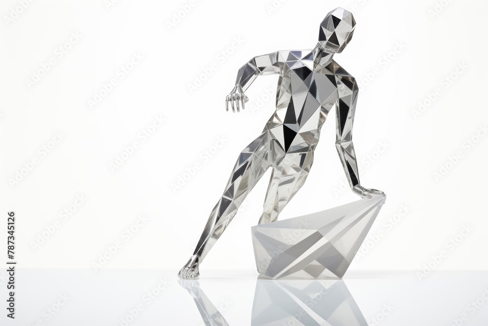 An isolated diamond statue which is designed like a muscular man ...