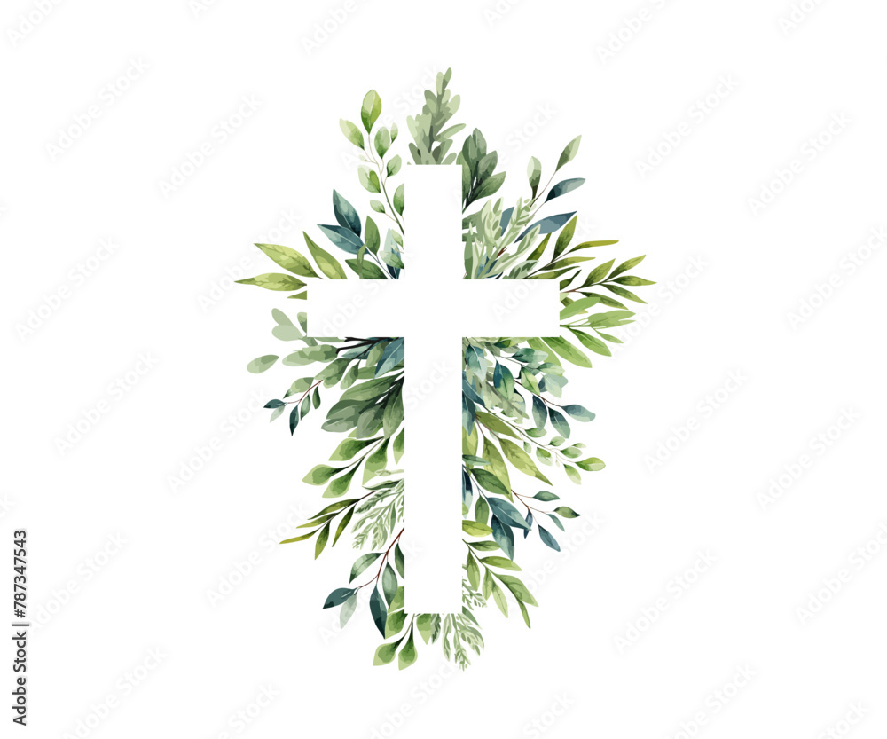 Eucalyptus botanical greenery and cross. Christening. Holy Spirit ...