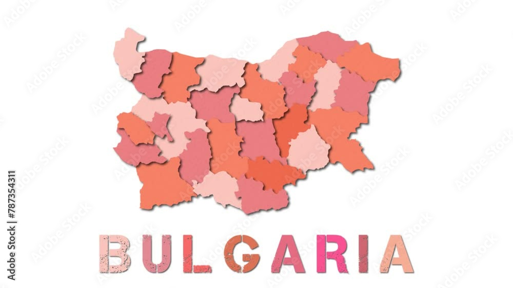 Bulgaria map with paper regions. Animated country map growing from ...