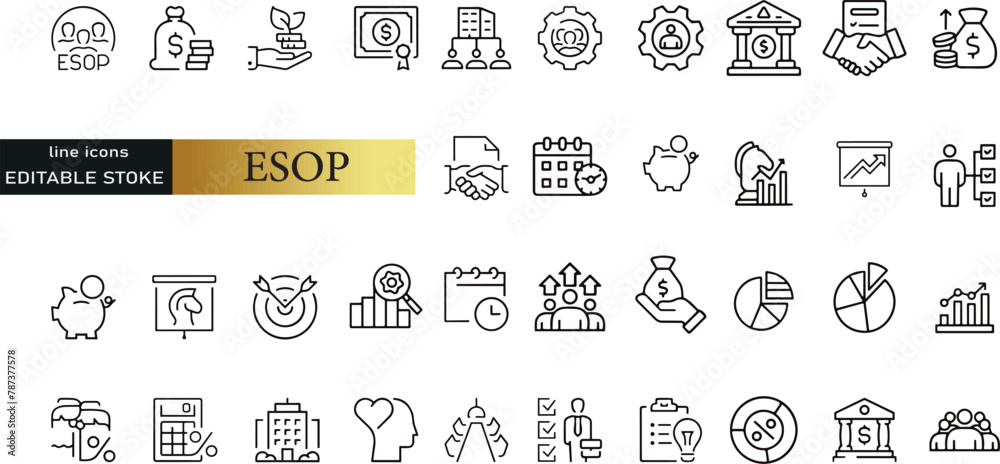 ESG Enviornmental, Social, and Governance line icons set. ESG outline ...