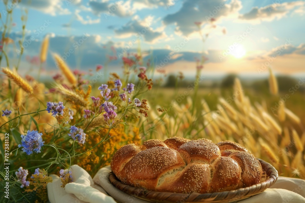 Shavuot, Bread, Wheat Ears. Pentecost is a holiday in Judaism Stock-Foto | Adobe Stock