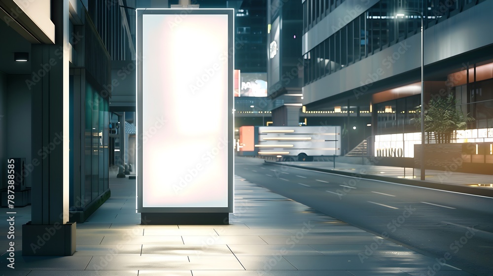 Mockup of an empty information poster in urban settings near a city ...