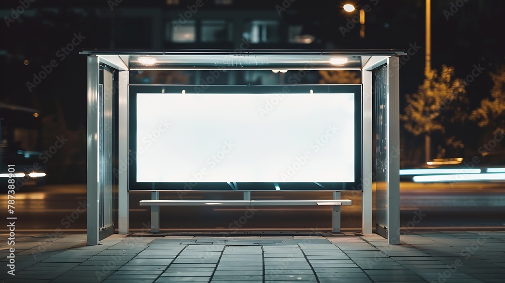 glass bus shelter at busstop blank white lightbox sign aluminum ...