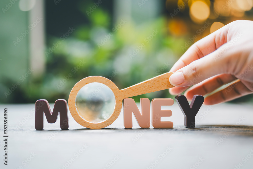 Money text, money management, financial plan, time value of money ...