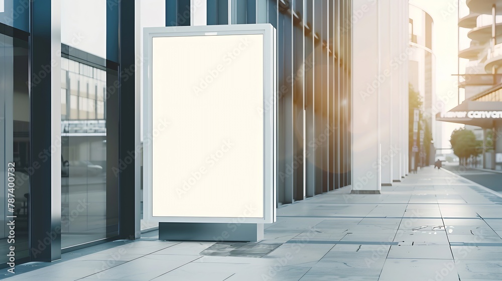 Blank white big mockup advertising sign on store shop shopping mall ...