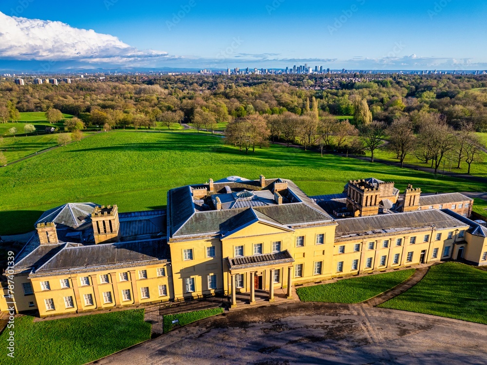 Aerial image of Heaton Hall, build in 1772 and now open to the public ...