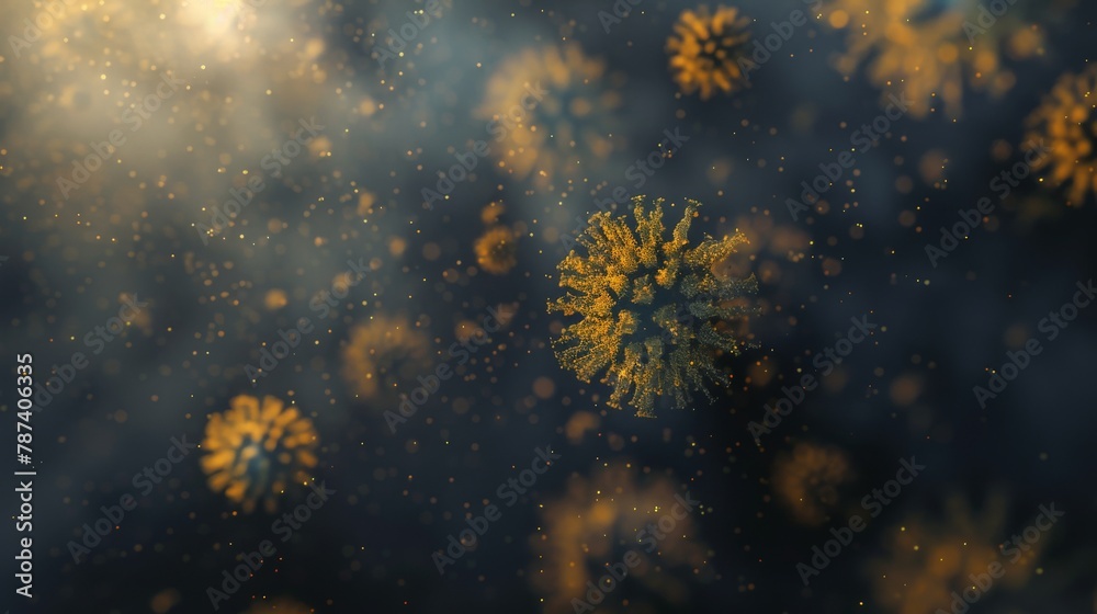 A microscopic view of dust particles, magnified to reveal a variety of ...