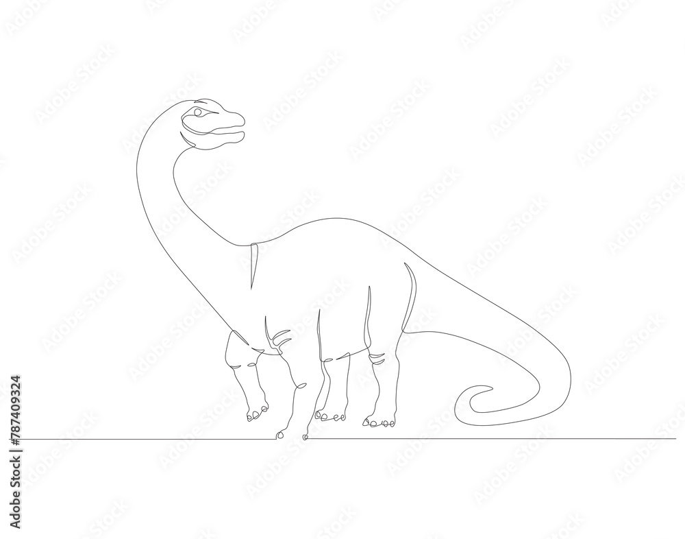 Continuous line drawing of brontosaurus. One line of brontosaurus ...
